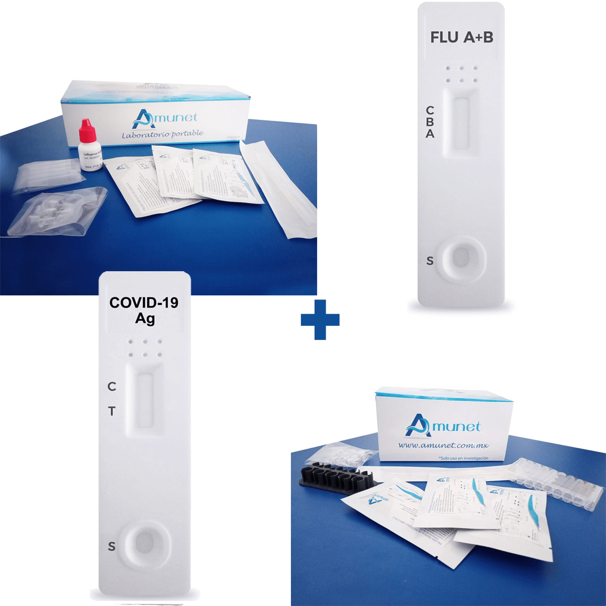 Pruebas rápidas de Influenza A y B + Antígeno para SARS COV2